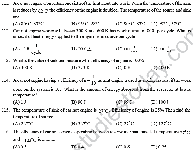 NEET UG Physics Thermodynamics MCQs with Answers